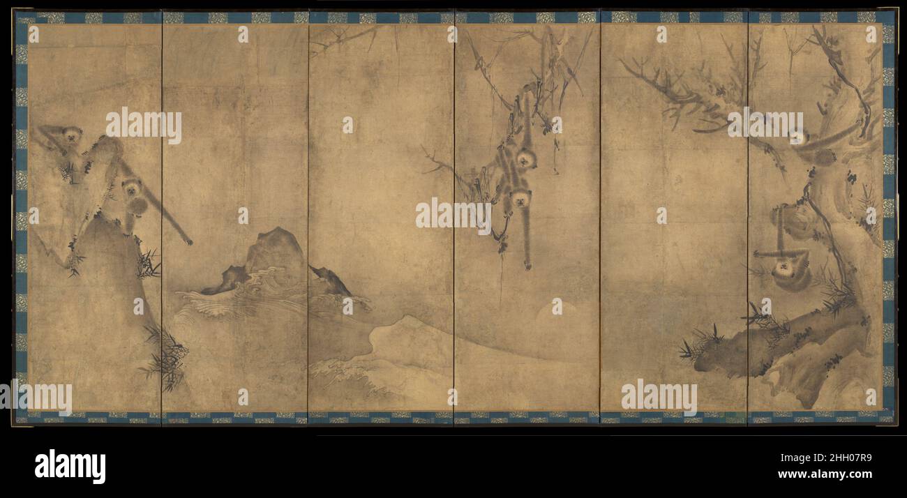 Gibbons in a Landscape ca. 1570 Sesson Sh?kei ???? Japanese Japanese ...