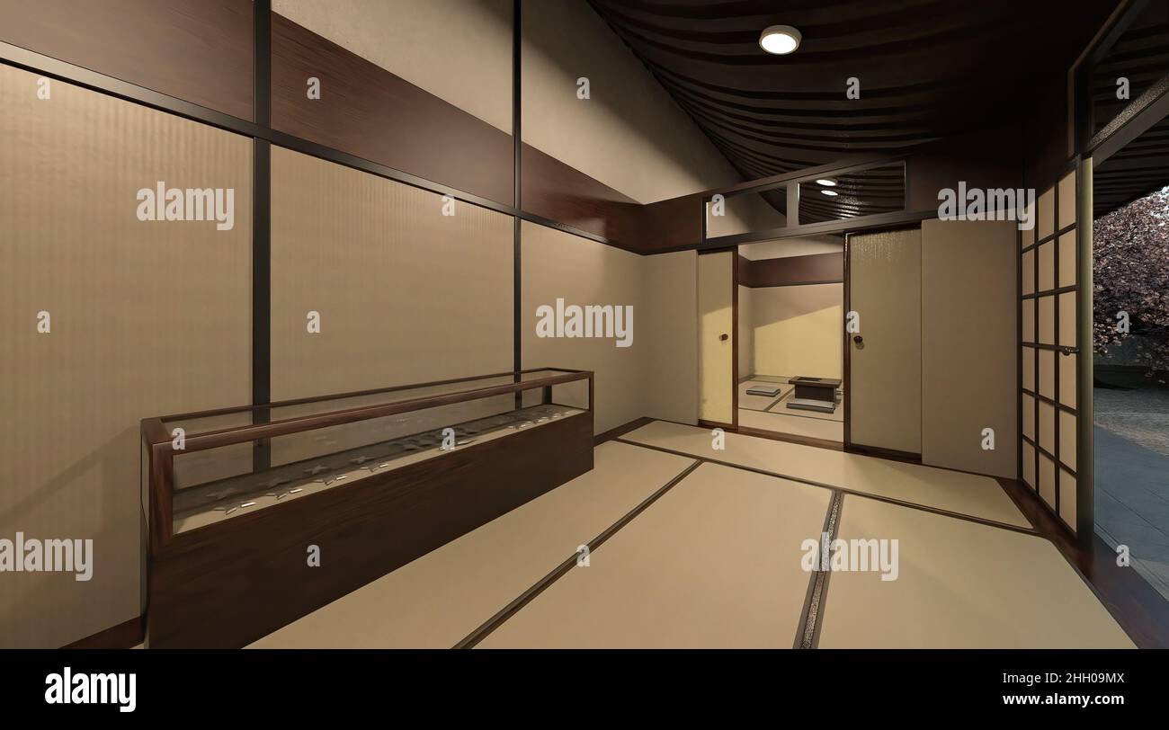 3D illustration samurai house exterior and interior Stock Photo - Alamy