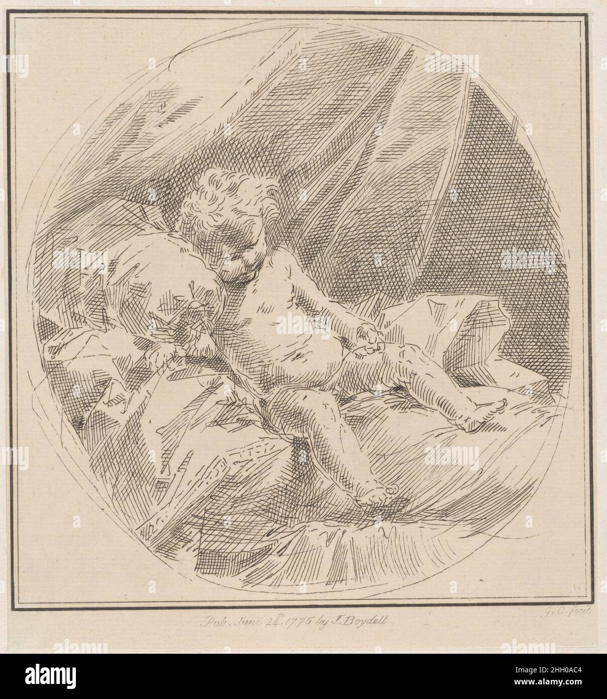 Putto reclining on a bed 1775 Giuseppe Canale. Putto reclining on a bed ...