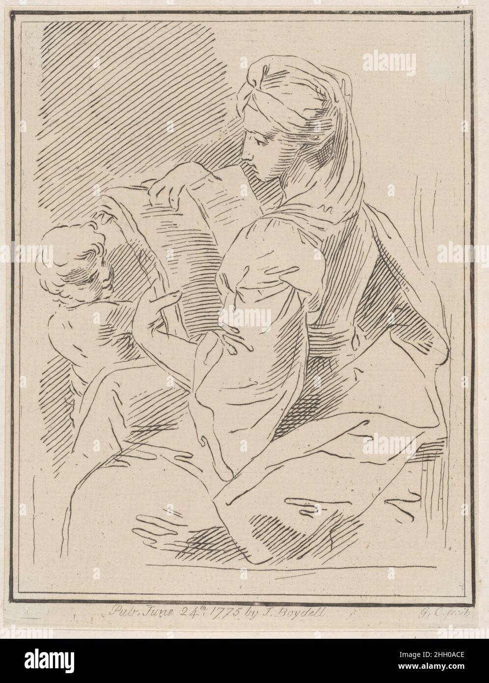Sybil (?) holding a book with a child at left 1775 Giuseppe Canale ...