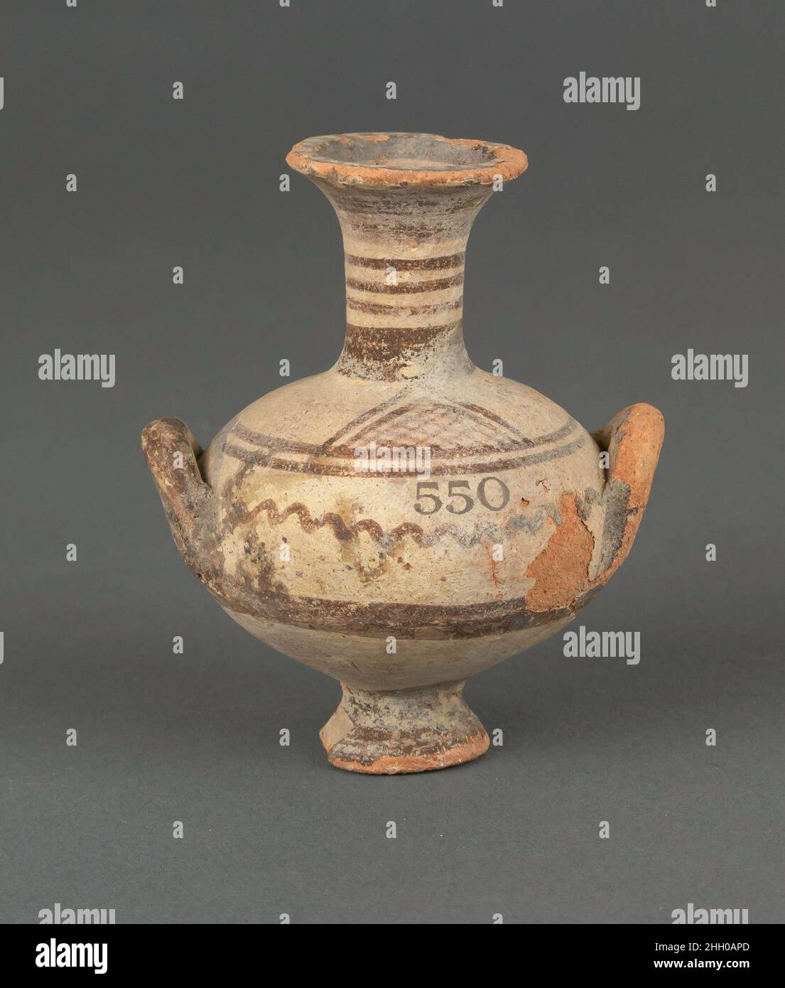 Juglet 1050–950 B.C. Cypriot Lattice triangles and wavy line.. Juglet ...