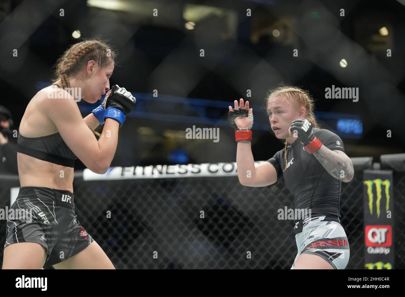 ANAHEIM, CA - JANUARY 22: (R-L) Kay Hansen battles Jasmine Jasudavicius ...