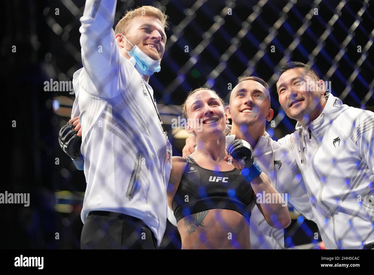 ANAHEIM, CA - JANUARY 22: Vanessa Demopoulos celebrates her victory ...