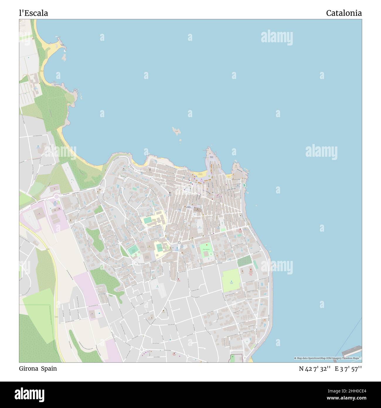 l'Escala, Girona, Spain, Catalonia, N 42 7' 32'', E 3 7' 57'', map ...