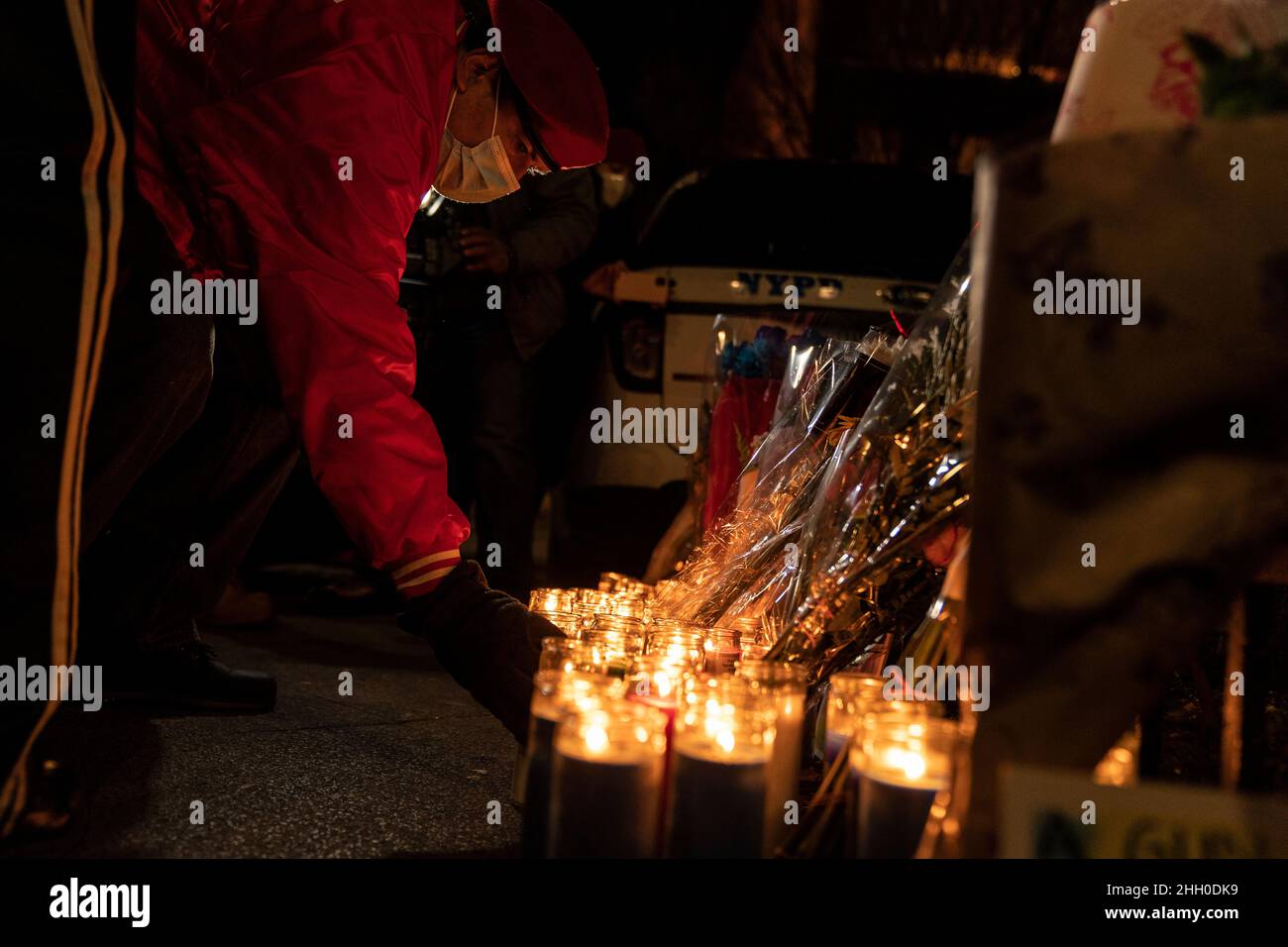 New York, NY - January 22, 2022: Vigil held for slain police officer ...