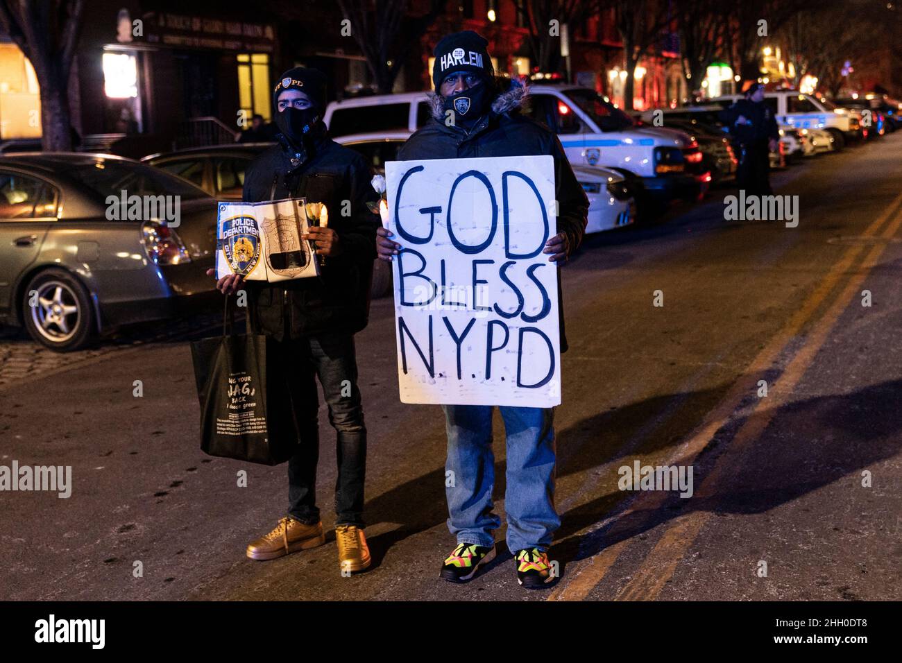 New York, NY - January 22, 2022: Vigil held for slain police officer ...