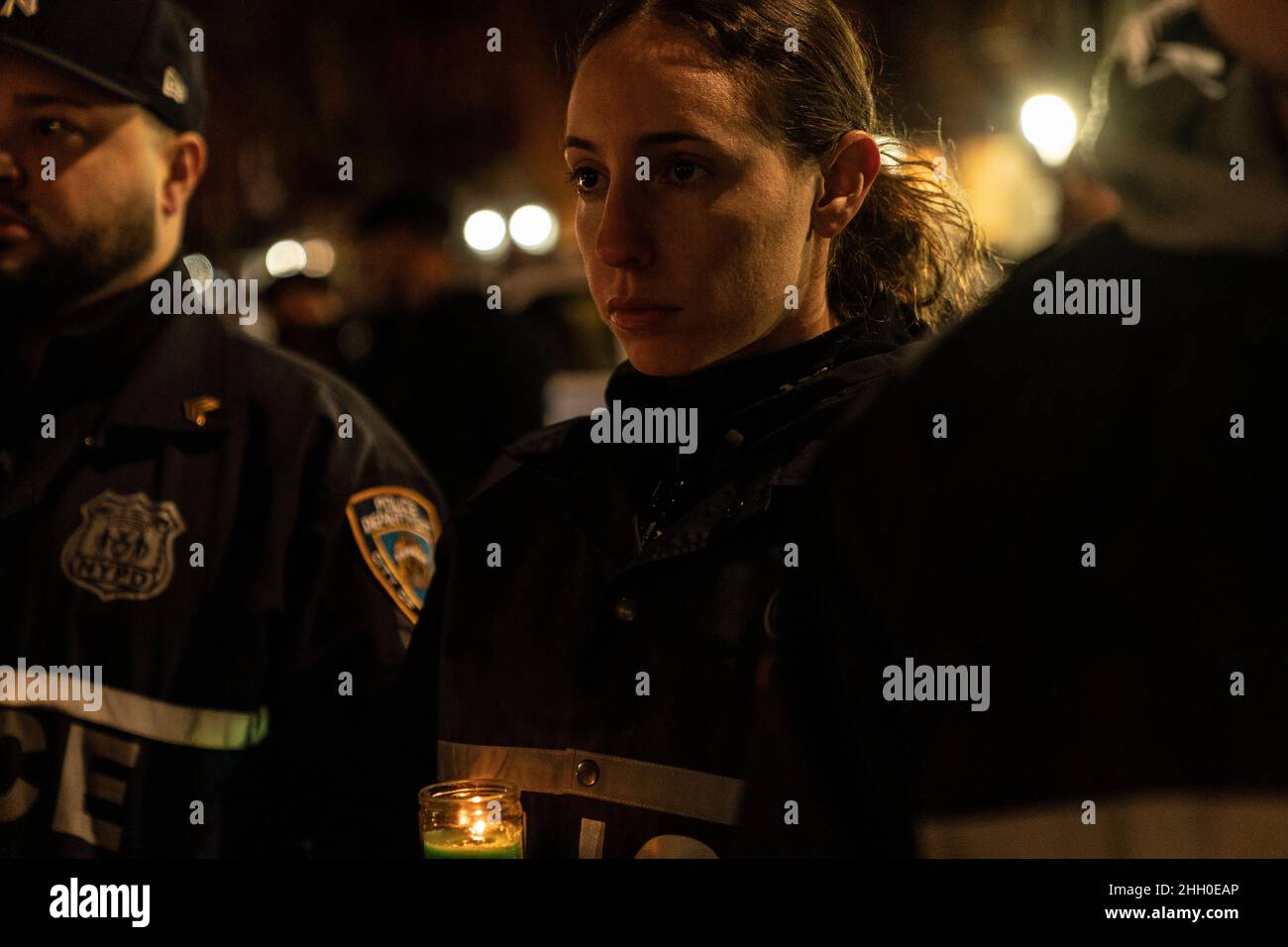 New York, NY - January 22, 2022: Vigil held for slain police officer ...