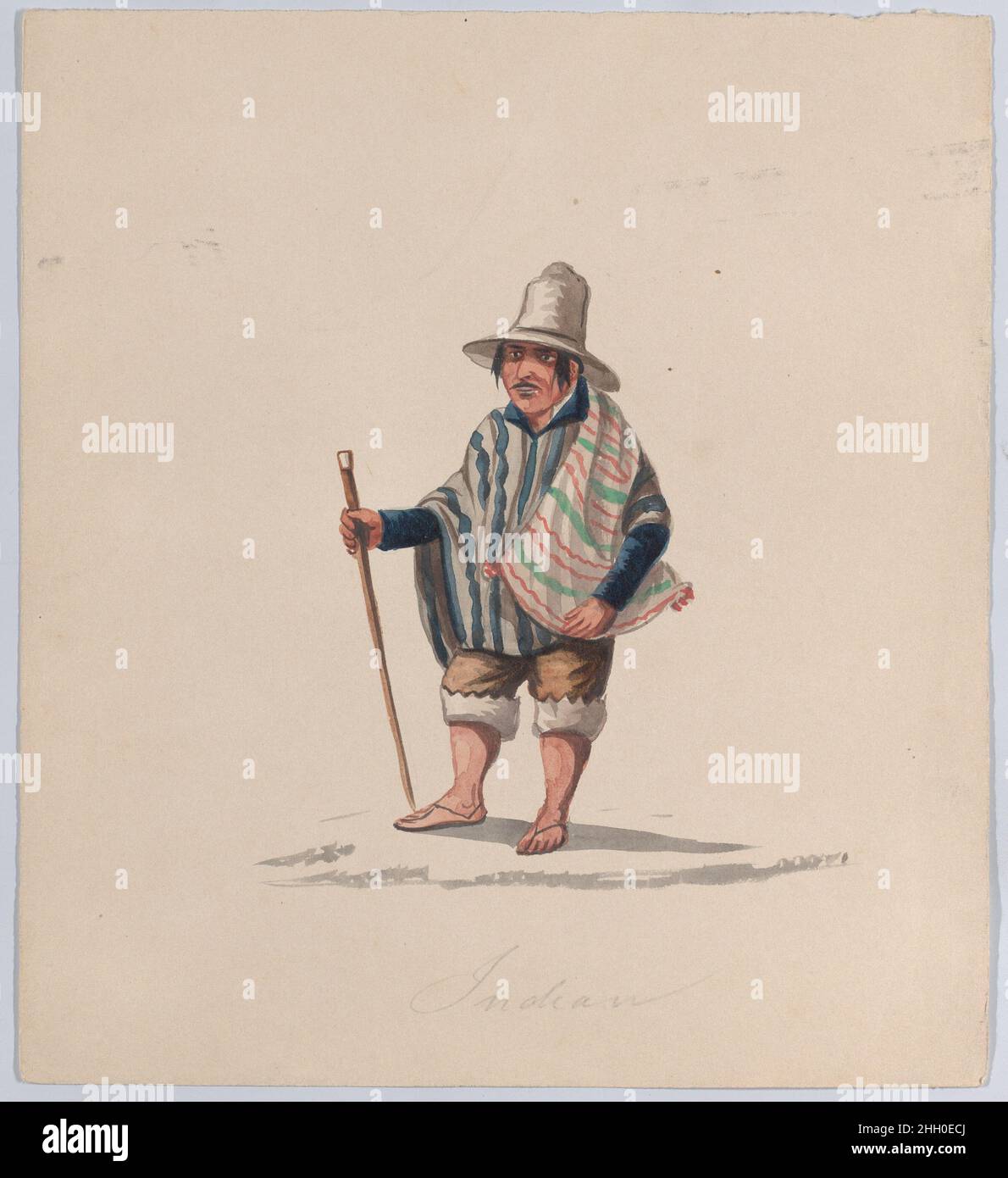 A Peruvian man, from a group of drawings depicting Peruvian costume ca ...