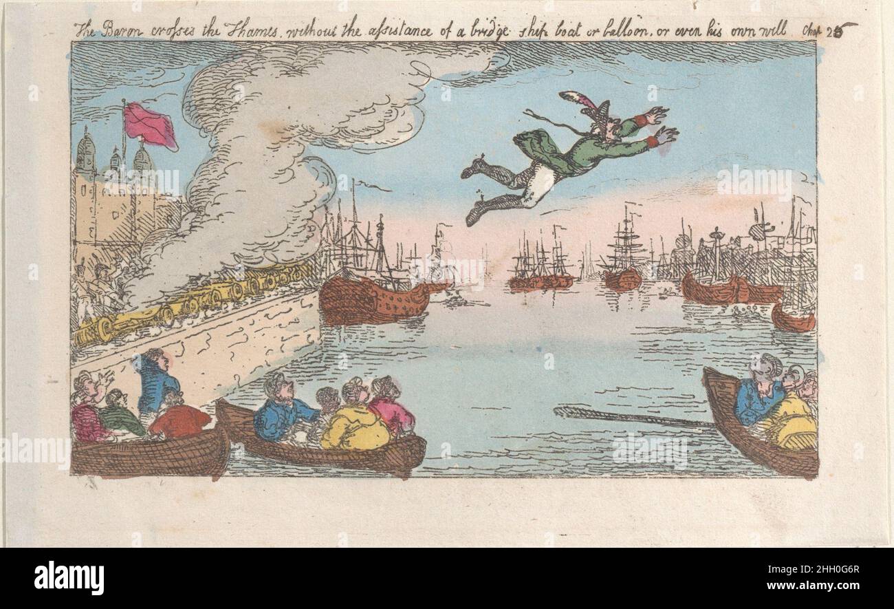 The Baron crosses the Thames without the assistance of a bridge, ship ...