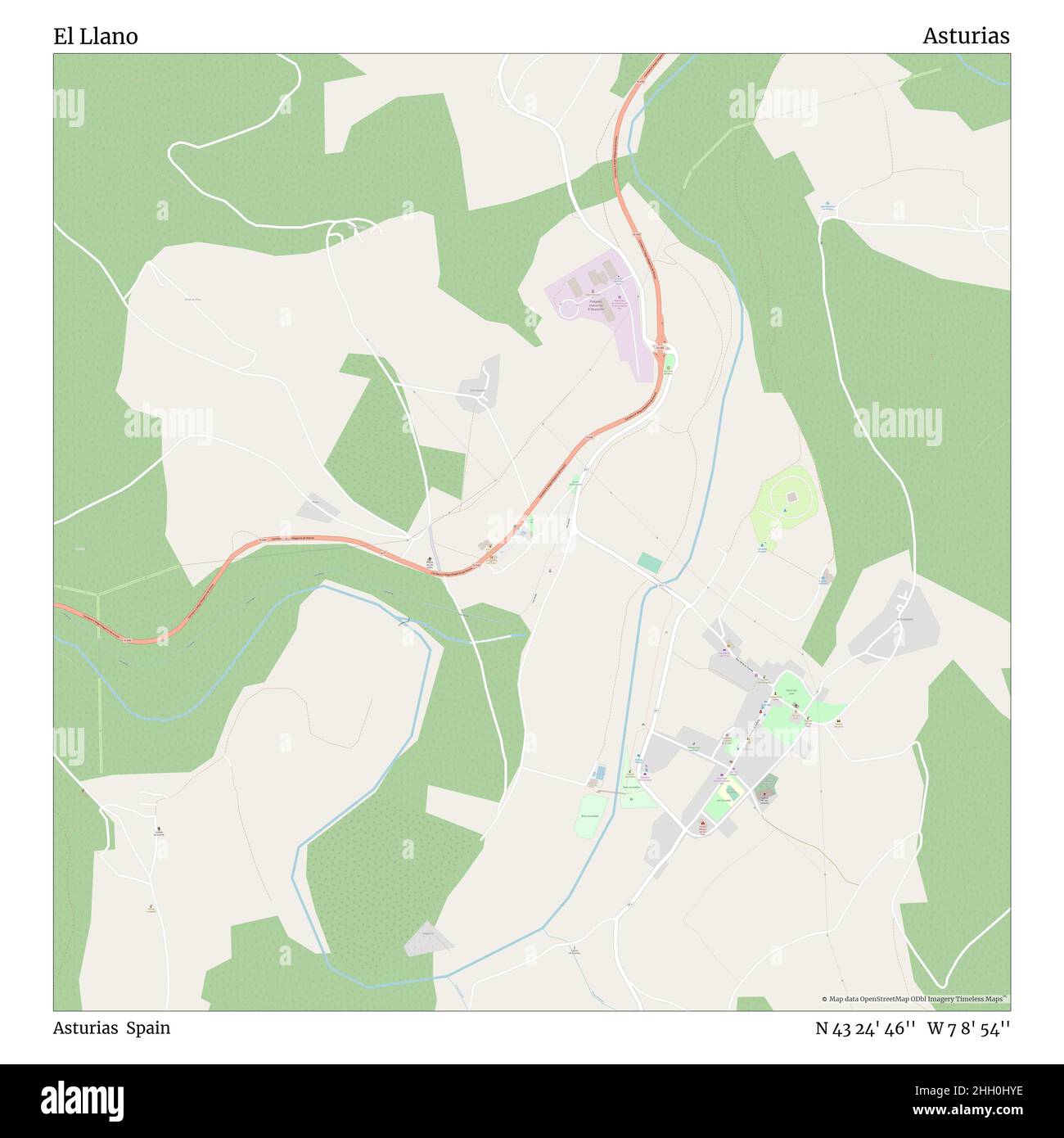 El Llano, Asturias, Spain, Asturias, N 43 24' 46'', W 7 8' 54'', map ...