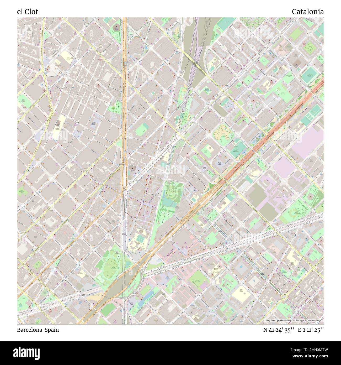 el Clot, Barcelona, Spain, Catalonia, N 41 24' 35'', E 2 11' 25'', map ...