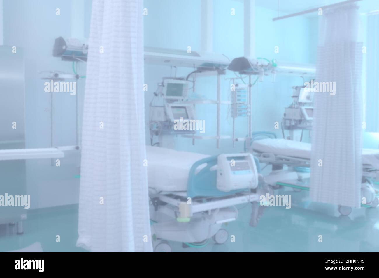 Clean emergency room ready for admission patients, unfocused background ...