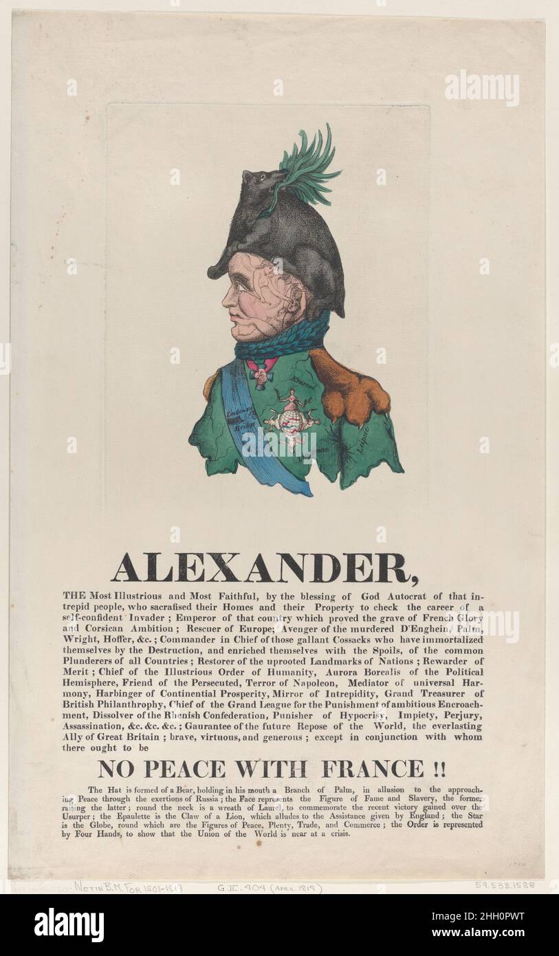Alexander April 1814 Thomas Rowlandson Broadside celebrating the ...