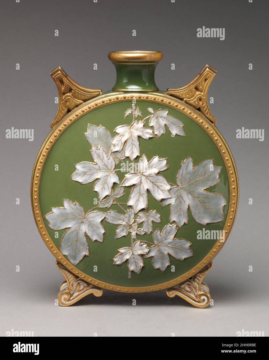 Moon flask with white grape leaf motifs 1880s Grainger. Moon flask with ...