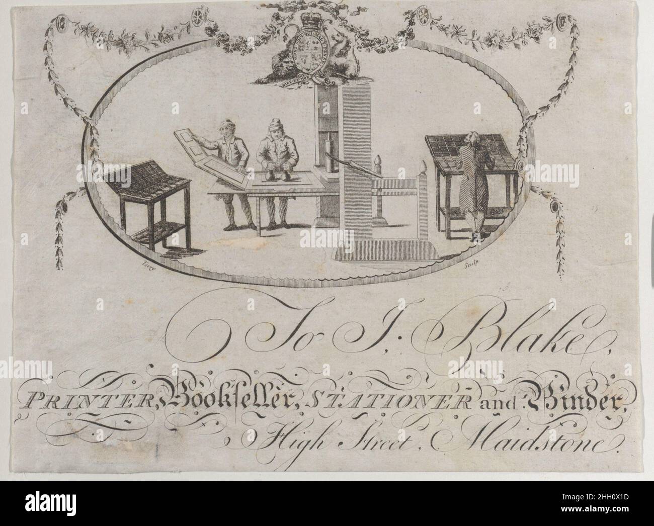 Trade card for Jo J. Blake, printer, bookseller, stationer, and binder ...