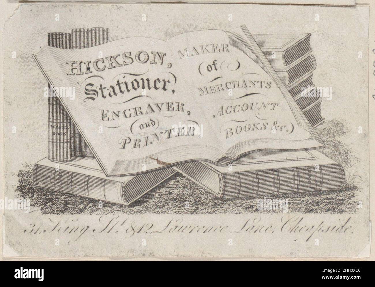Trade Card for Hickson, Stationer, Engraver, and Printer 19th century ...