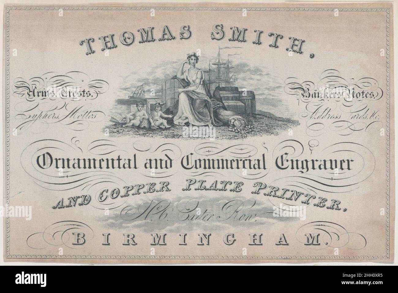 Trade Card for Thomas Smith, Engraver and Printer 19th century ...