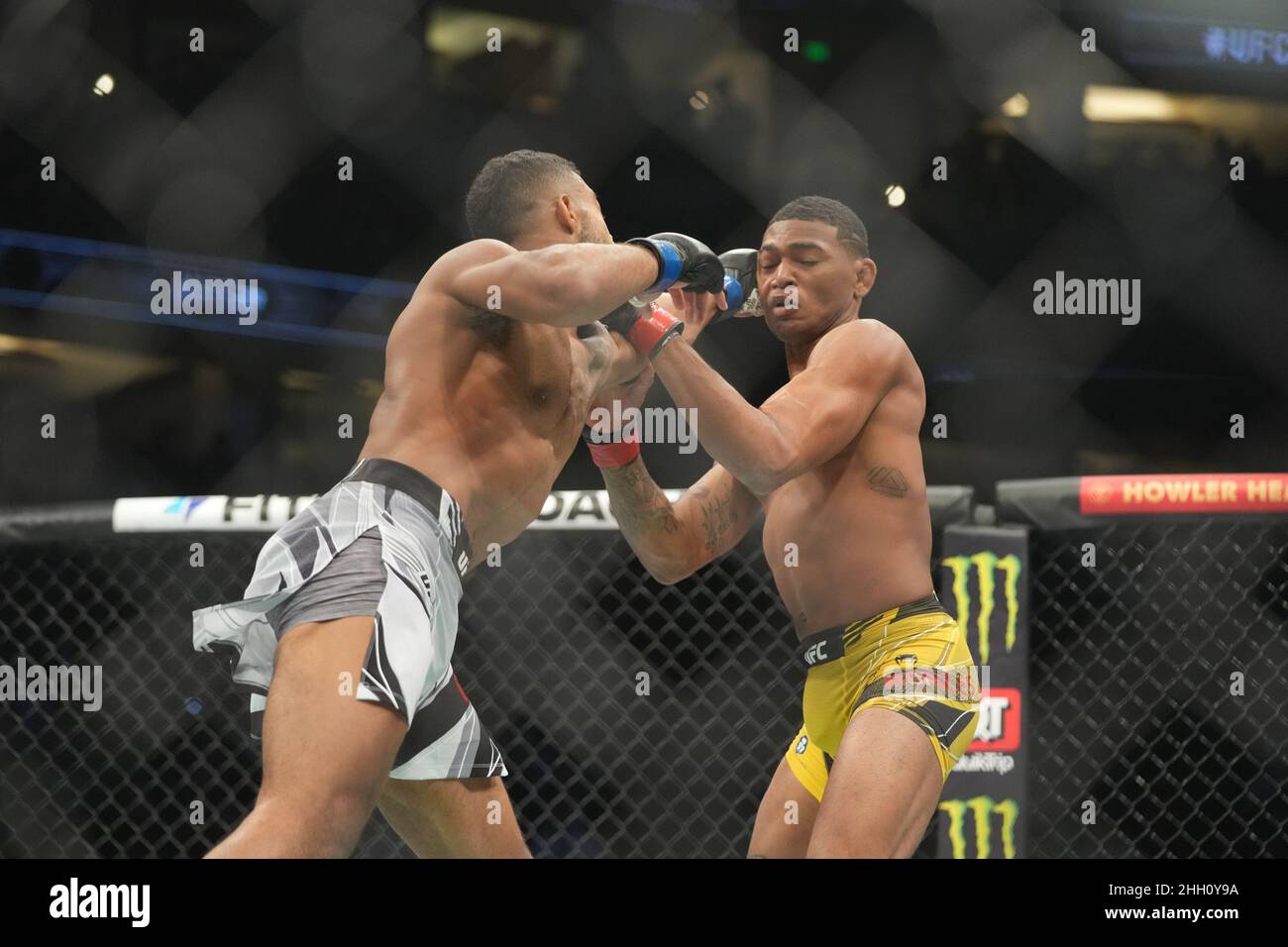 ANAHEIM, CA - JANUARY 22: (L-R) Trevin Giles punches Michael Morales in ...
