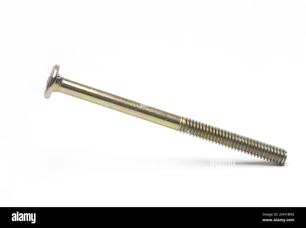 Close up of golden galvanized screw tight thread on white background ...