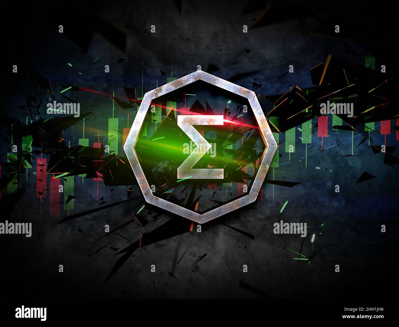 3D rendering ergo cryptocurrency coin on colorful background ...