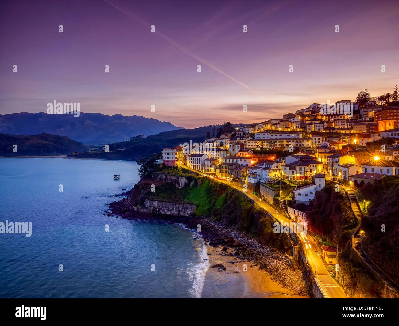 View of Lastres, one of the most beautiful villages of Asturias, Spain ...