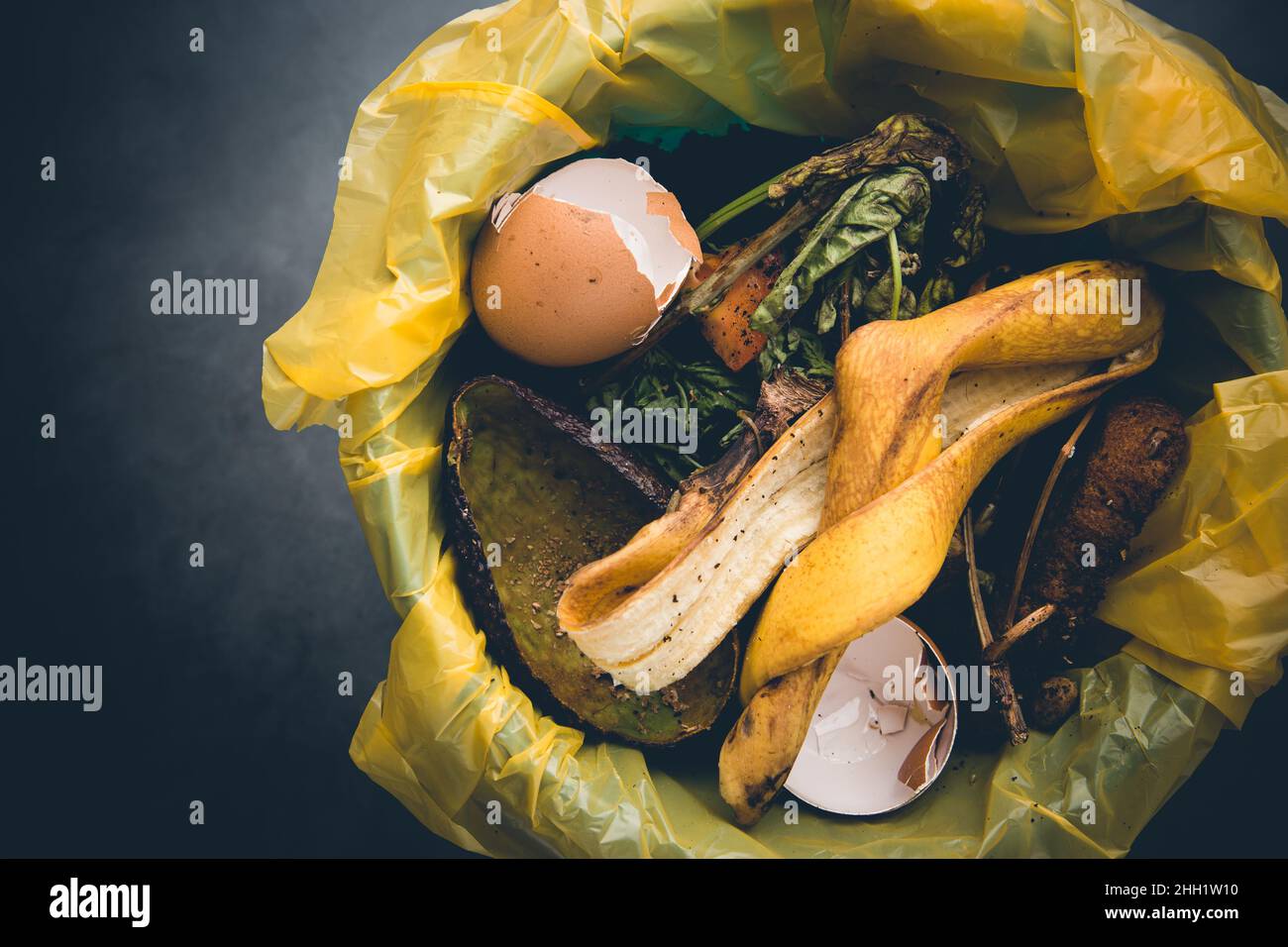 Organic food wastes in a bucket, shot from above. Zero waste, recycle ...