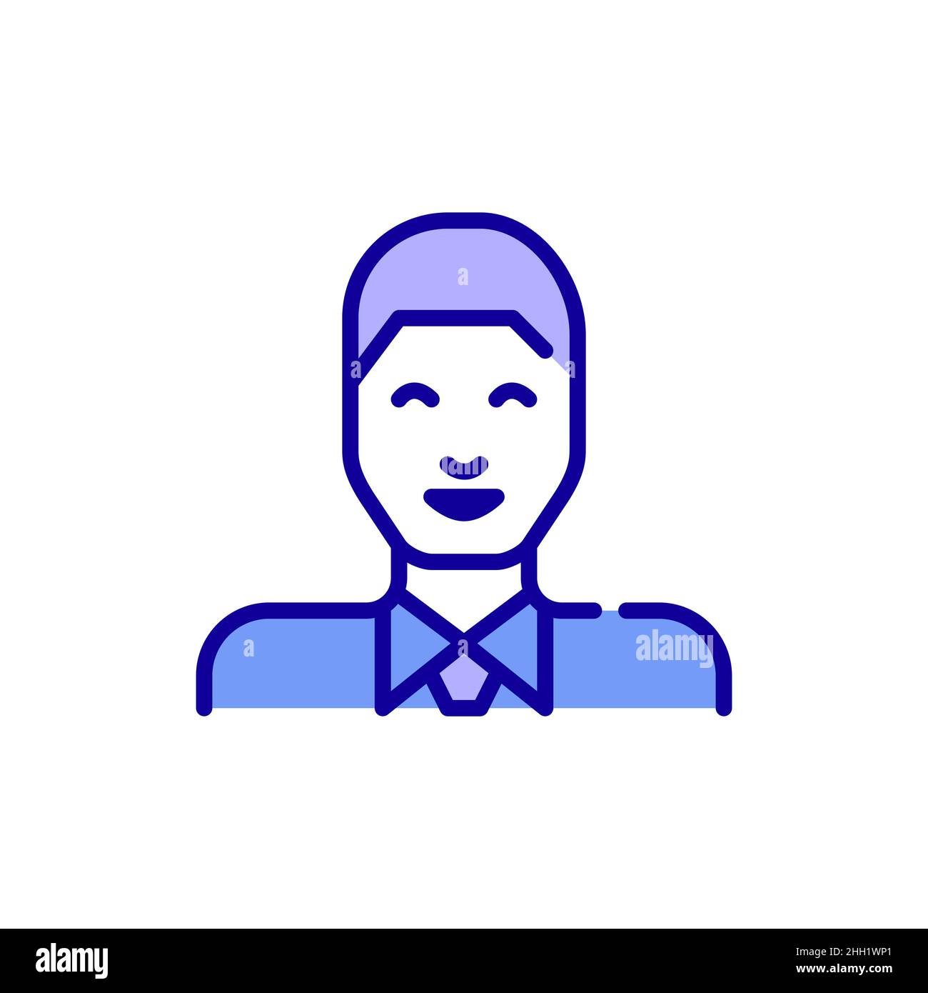 Professional young man in a shirt with a tie. Line art, editable stroke ...