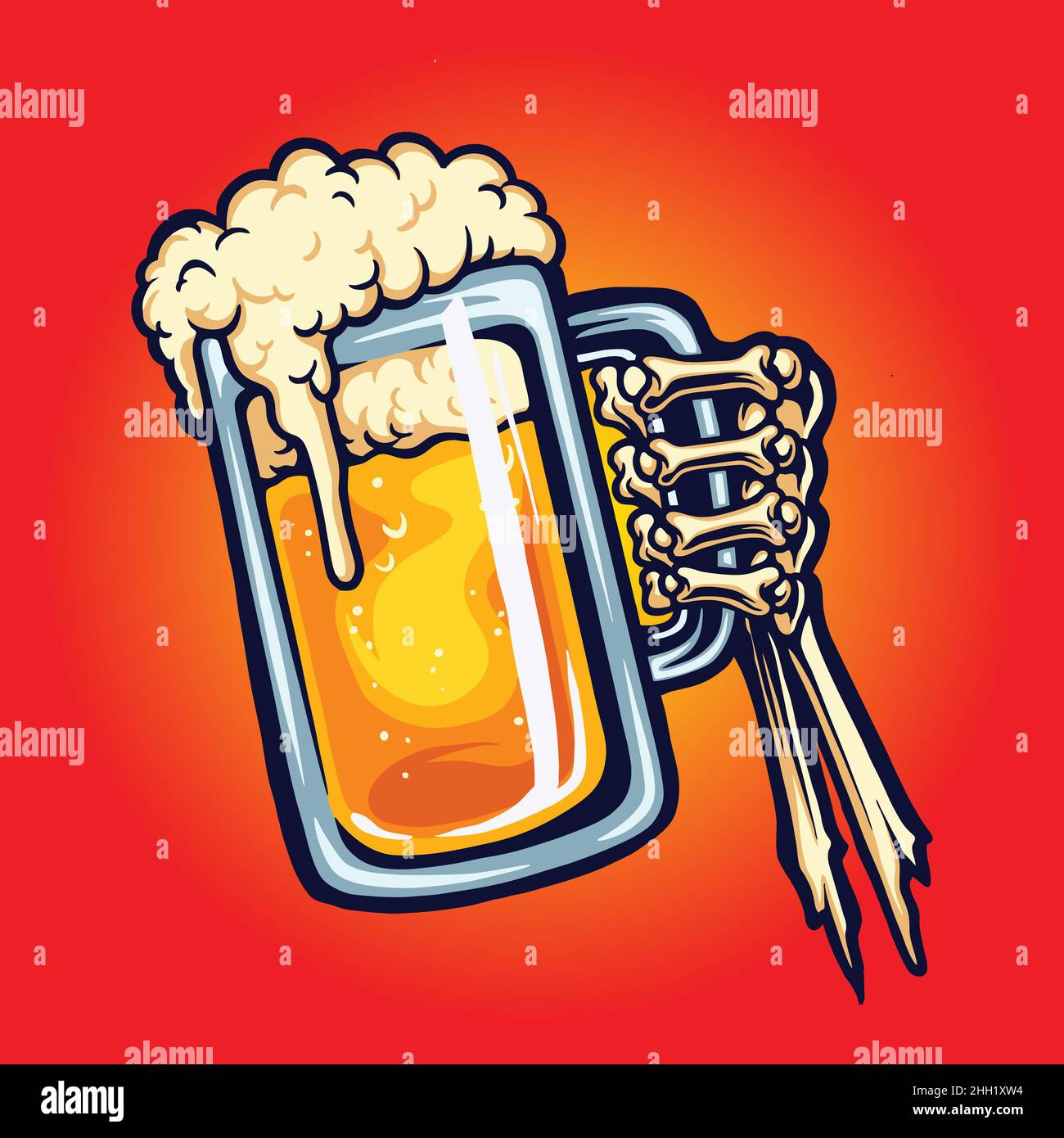 Cheers Beer Glass Toast Hand Bones Vector illustrations for your work ...