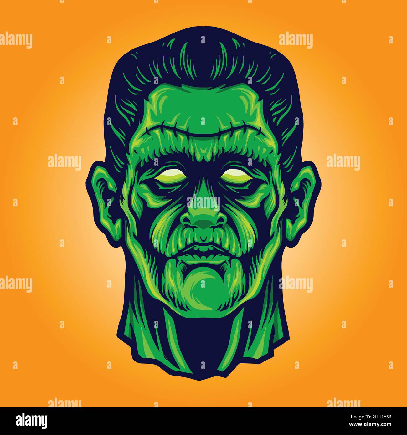 Zombie Frankenstein Face Halloween Vector illustrations for your work ...