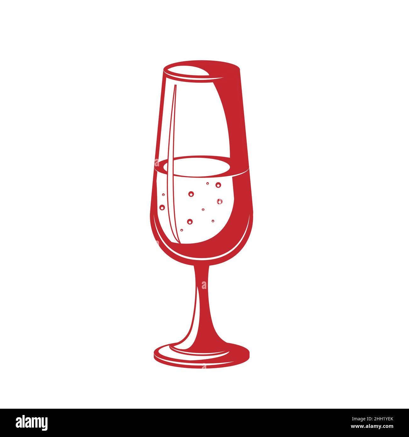 Champagne flutes narrow glasses filled with wine, brandy, cognac or ...