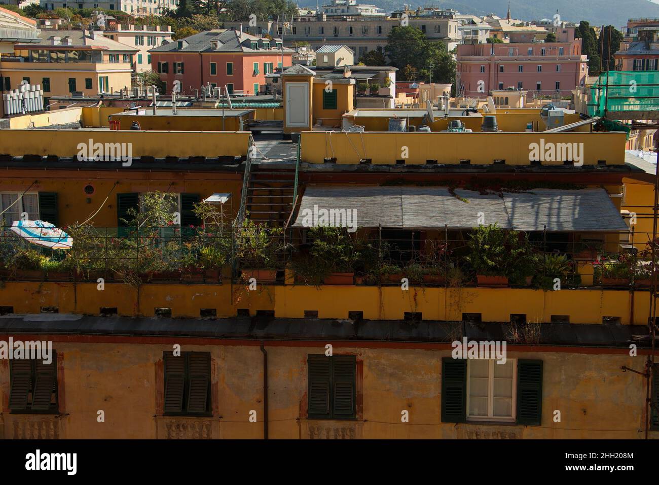 View from the terrace Spianata Castelletto on Genoa,Liguria,Italy ...