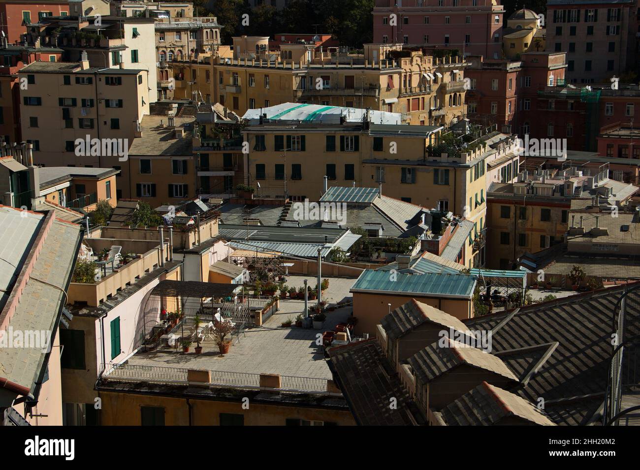 View from the terrace Spianata Castelletto on Genoa,Liguria,Italy ...