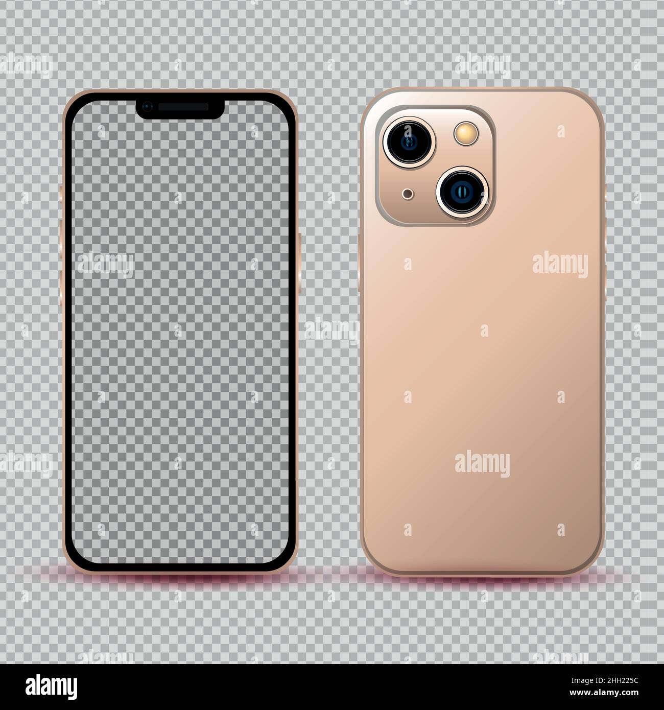 Mockup golden mobile phone on white background - Vector illustration ...