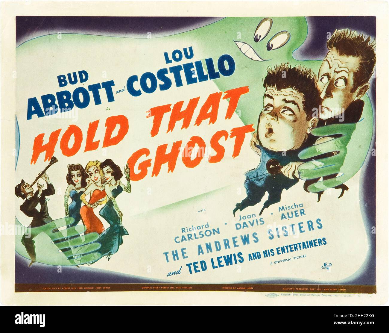 BUD ABBOTT and LOU COSTELLO in HOLD THAT GHOST (1941), directed by ARTHUR LUBIN. Credit ...