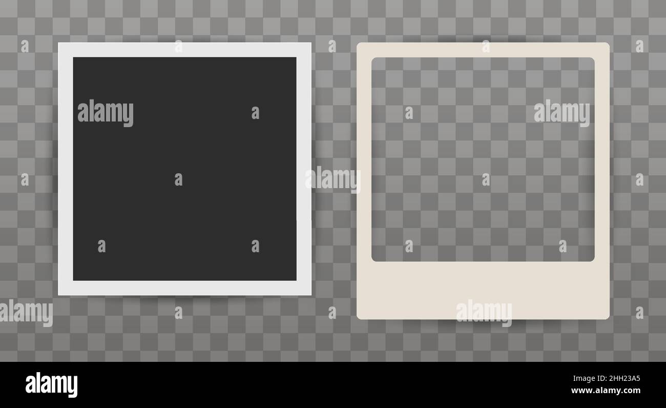 Two old photographs. Old photo frame template. 3D realistic vector ...