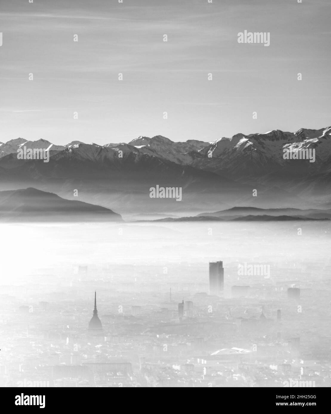 Mountain glimpse view Black and White Stock Photos & Images - Alamy