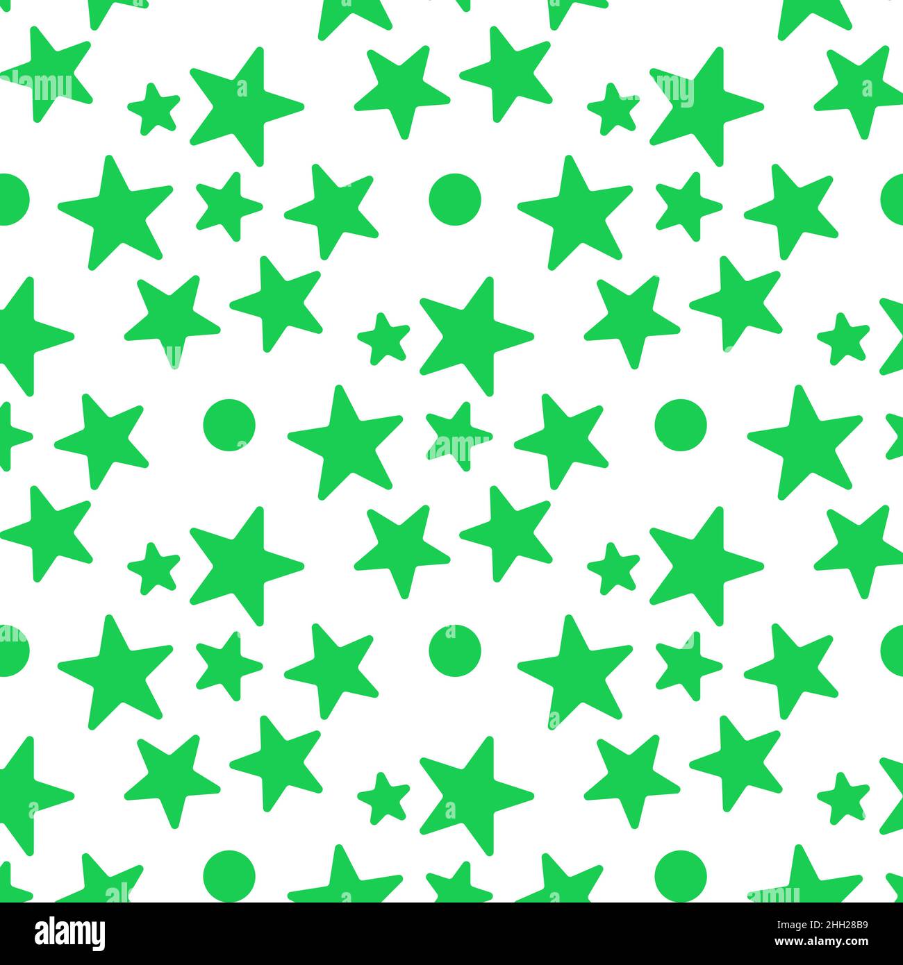 Green Stars seamless pattern. Vector illustration on white backround ...
