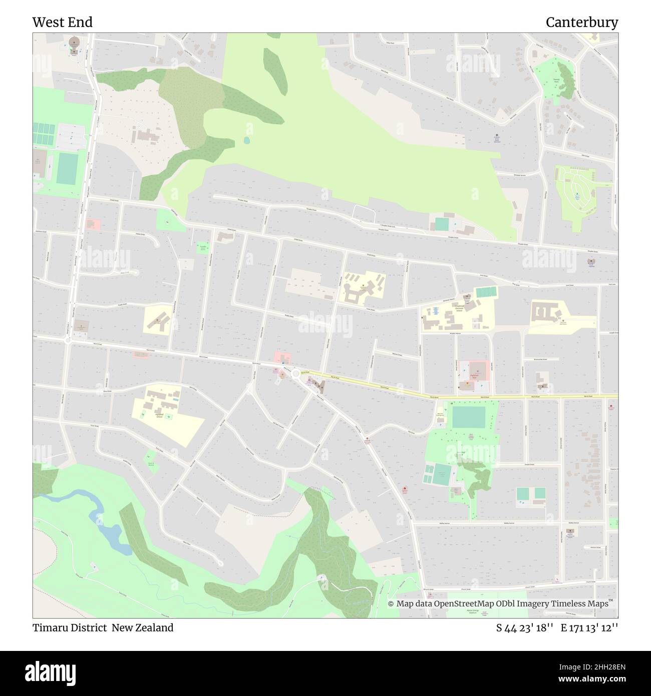 West End, Timaru District, New Zealand, Canterbury, S 44 23' 18'', E ...