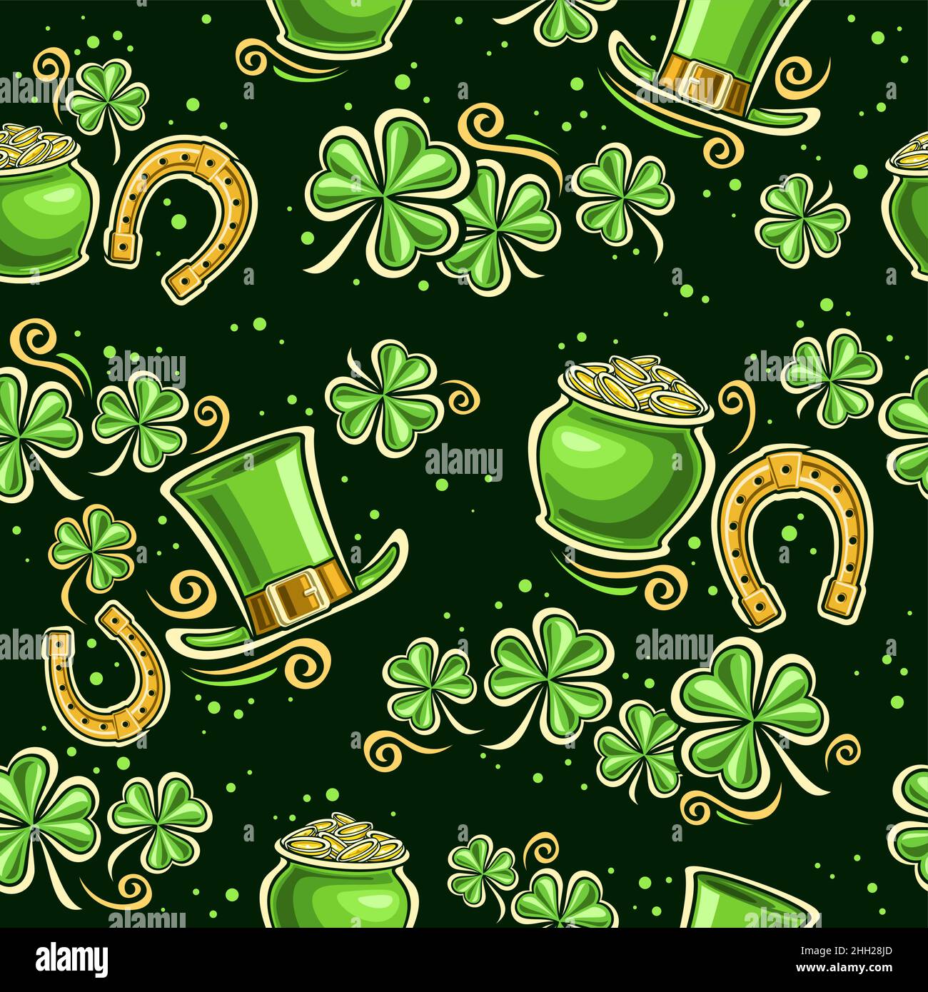 Vector Patricks Day Seamless Pattern Square Repeating Background With