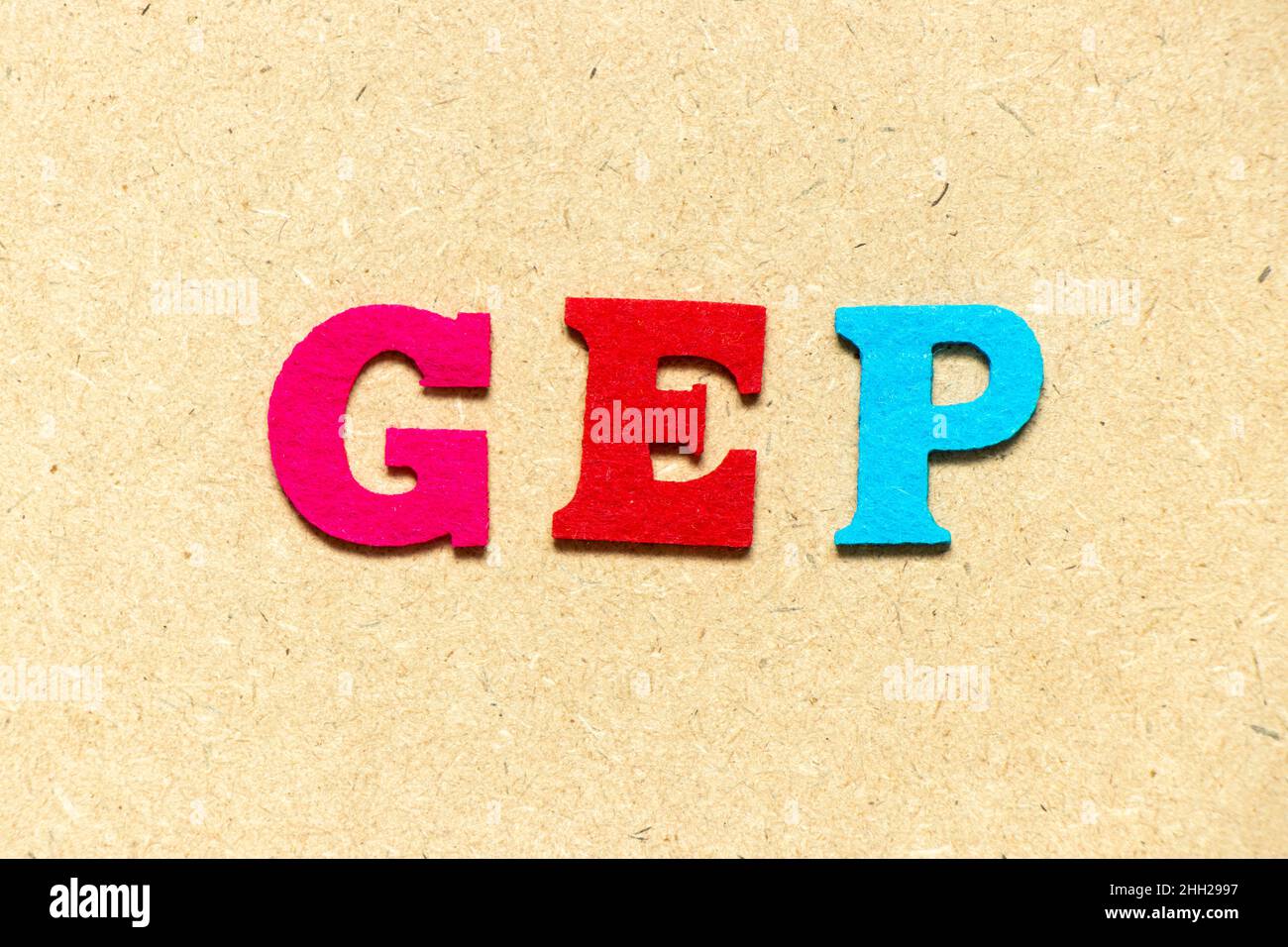 Color cloth alphabet letter in word GEP (abbreviation of good ...