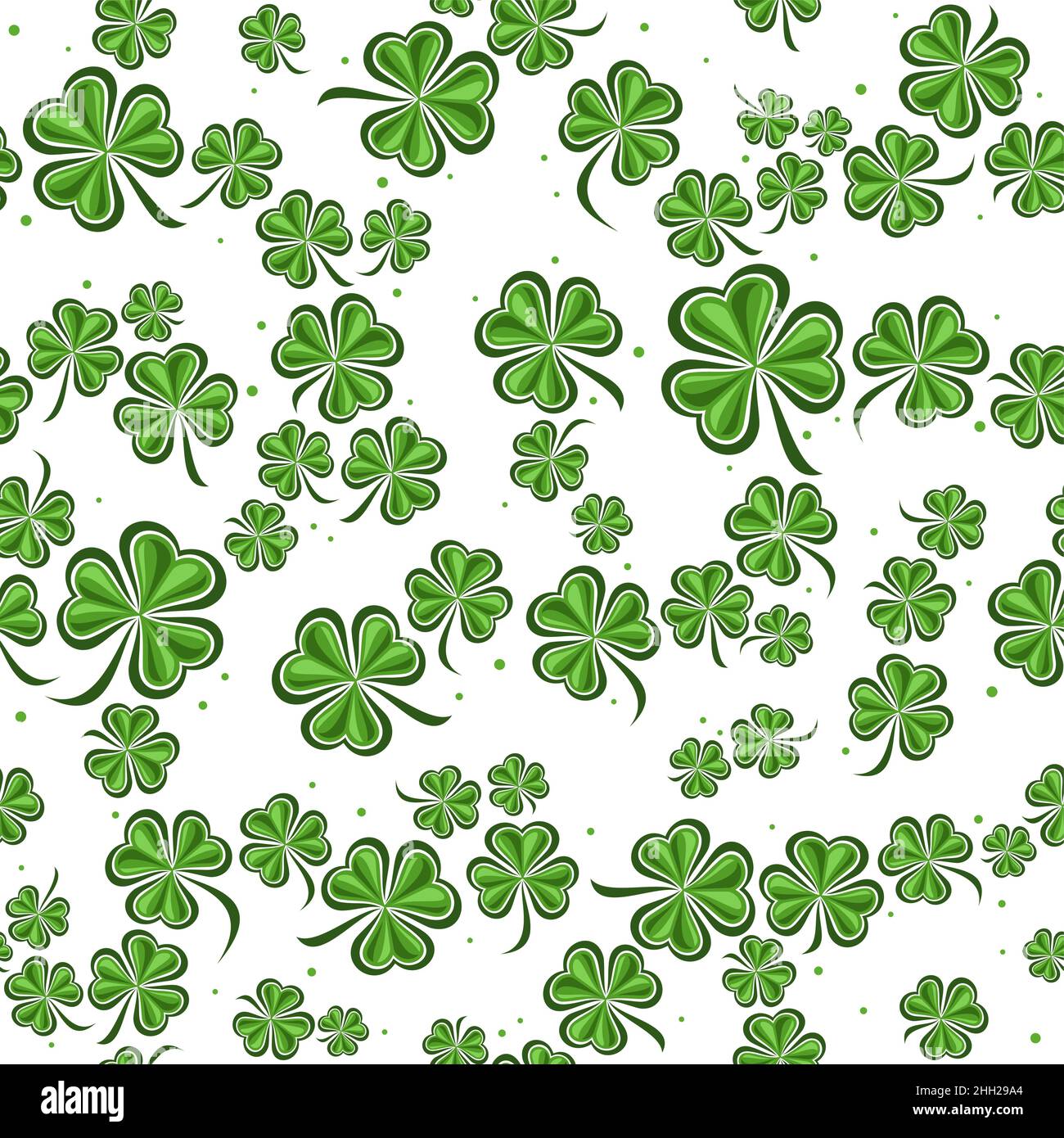 Vector Shamrock Seamless Pattern, square repeating background with cut ...