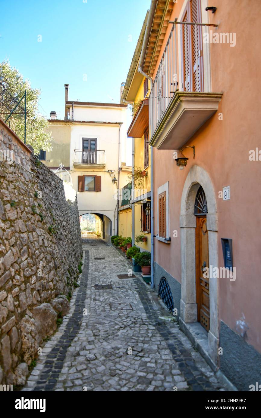 An old street of Campodimele, a medieval town of Lazio region, Italy ...