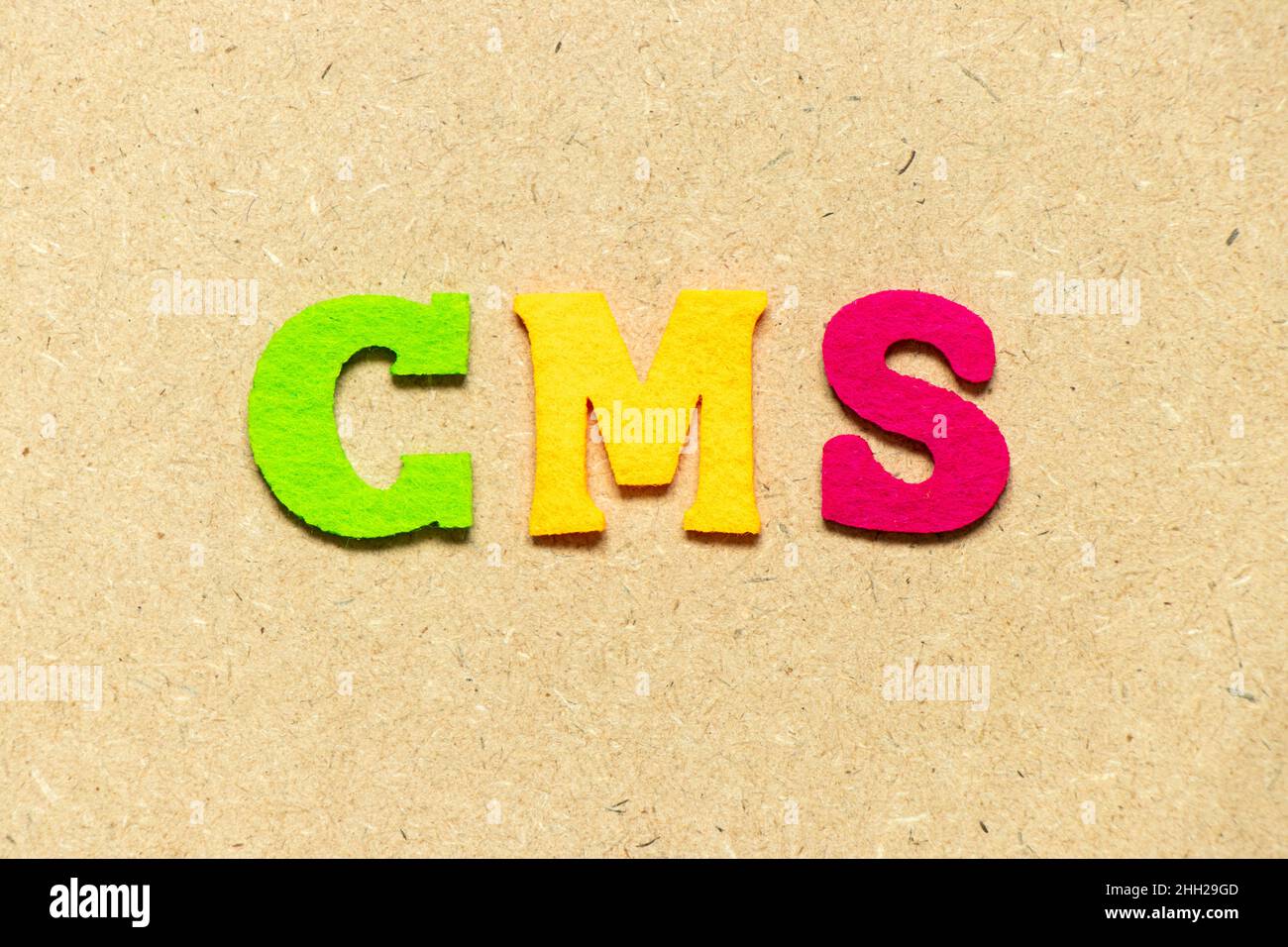 Color cloth alphabet letter in word CMS (Abbreviation of Content ...