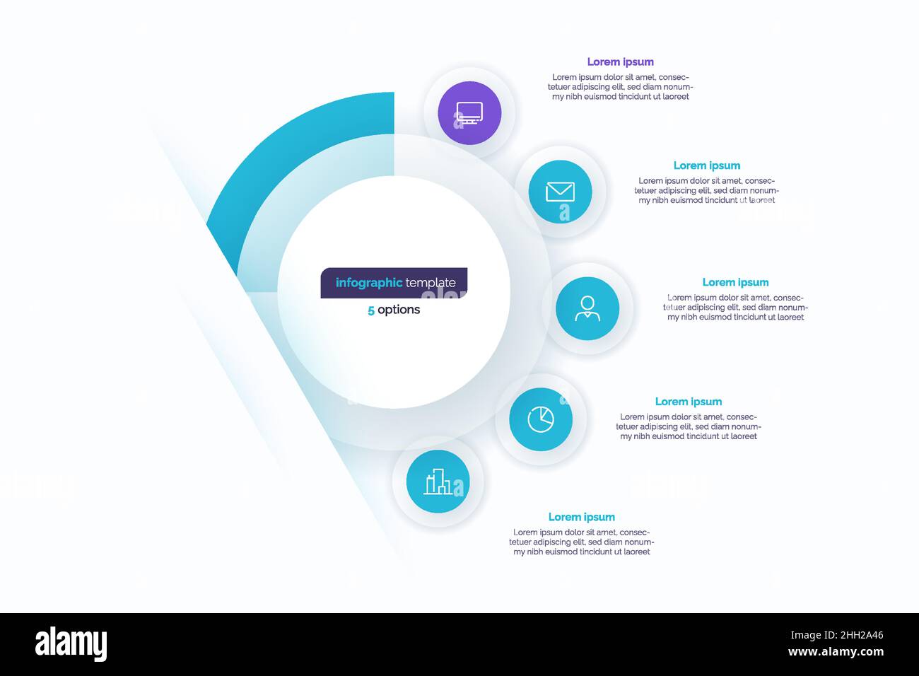 Five option circle infographic design template. Vector illustration ...