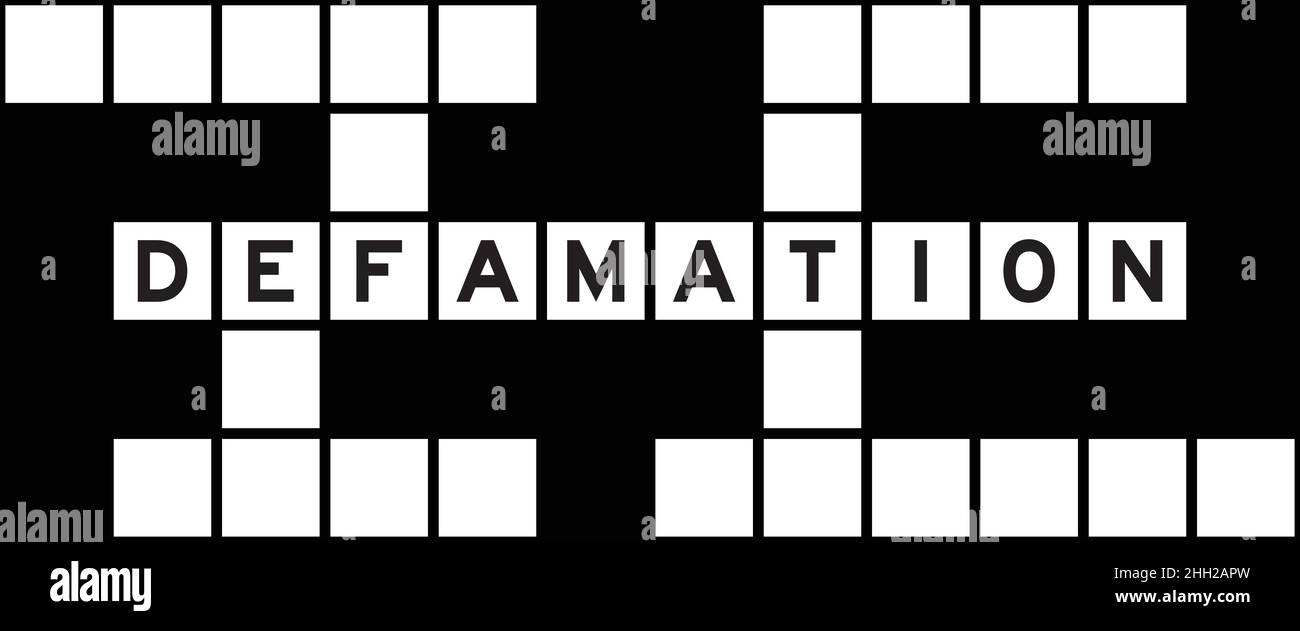 Alphabet letter in word defamation on crossword puzzle background Stock ...