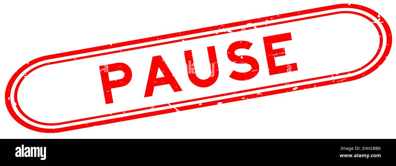 Grunge red pause word rubber seal stamp on white background Stock ...