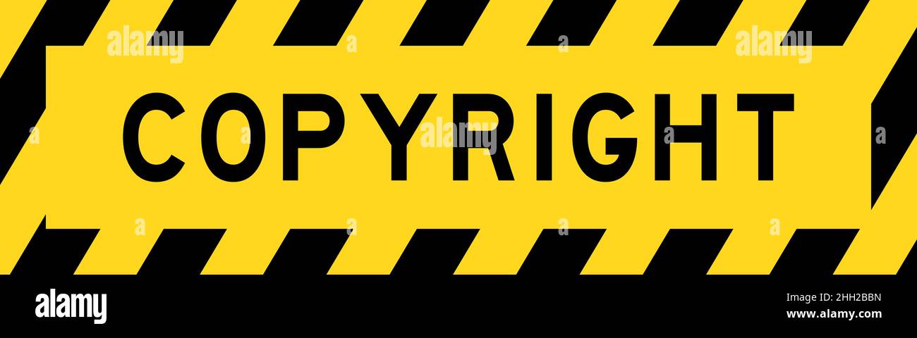 Yellow and black color with line striped label banner with word ...
