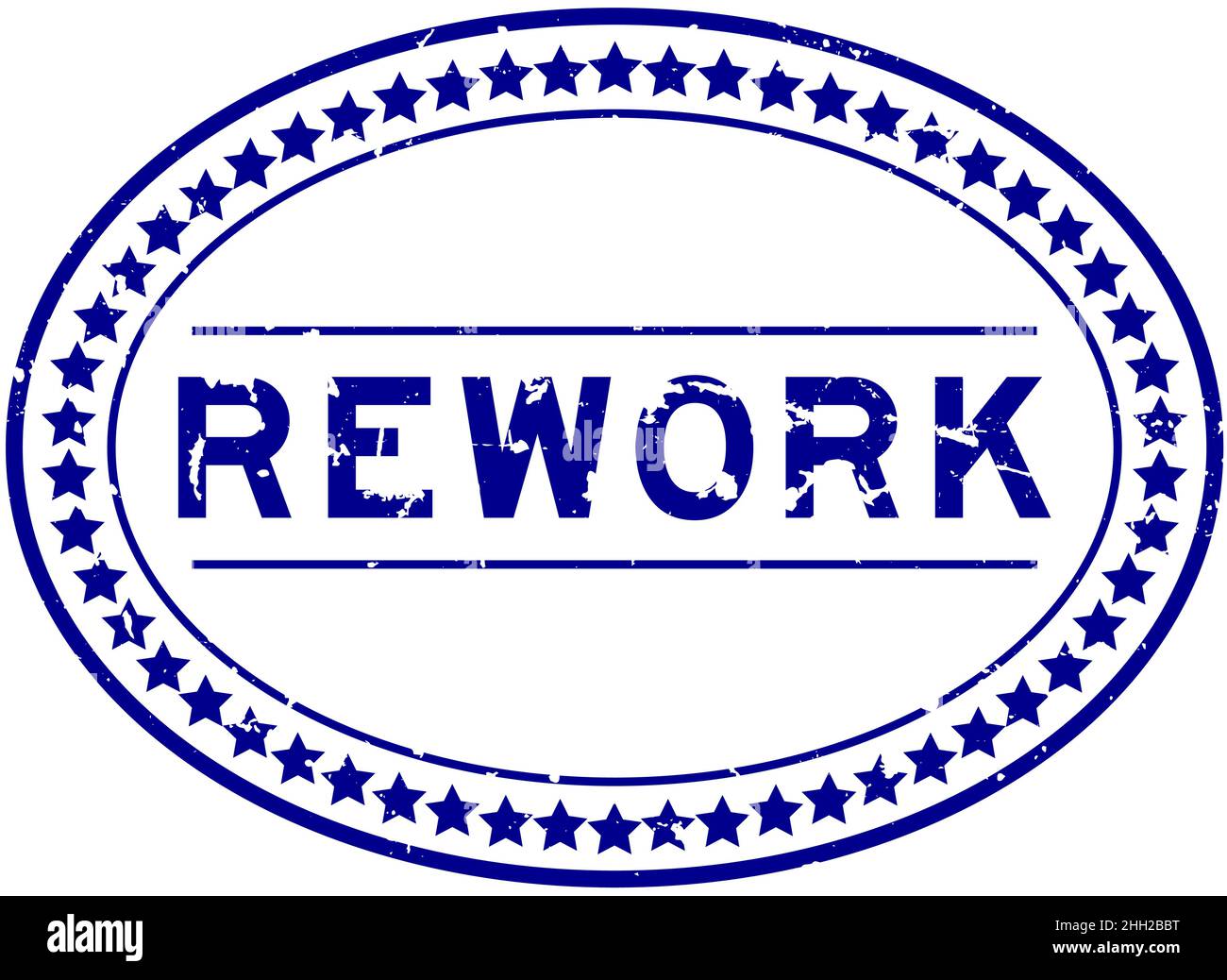 Grunge blue rework word oval rubber seal stamp on white background Stock Vector Image & Art - Alamy