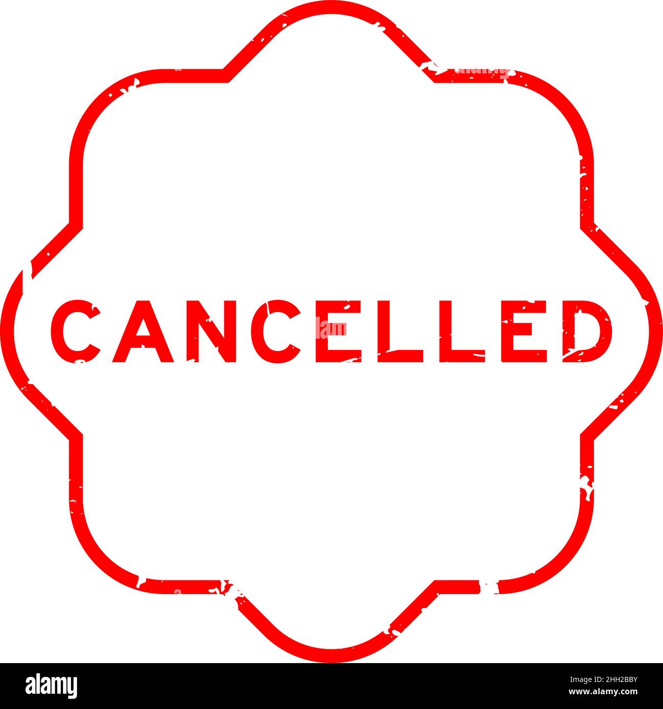 Grunge red cancelled word rubber seal stamp on white background Stock ...