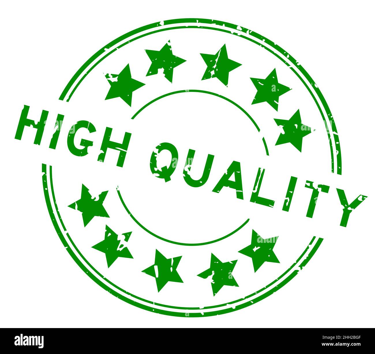 Grunge green high quality word round rubber seal stamp on white ...